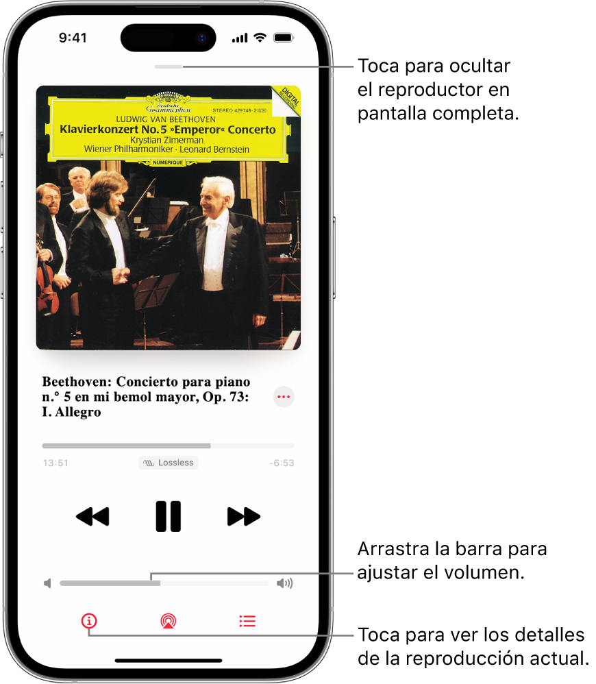 Usar los controles del reproductor de música en Apple Music Classical en el iPhone - Soporte ...