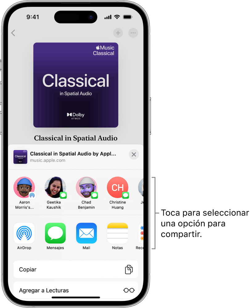 Compartir música, compositores y artistas en Apple Music Classical en el iPhone - Soporte ...