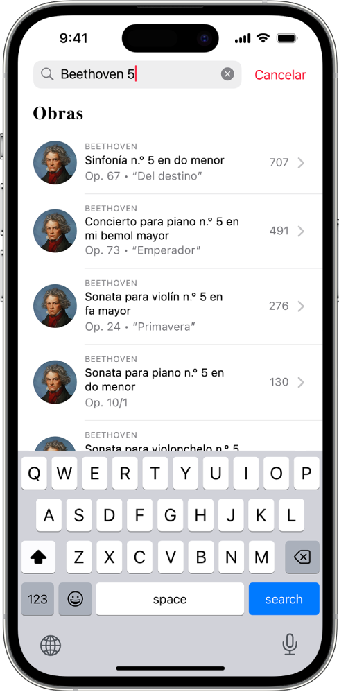 Encontrar música en Apple Music Classical en el iPhone - Soporte técnico de Apple (CO)