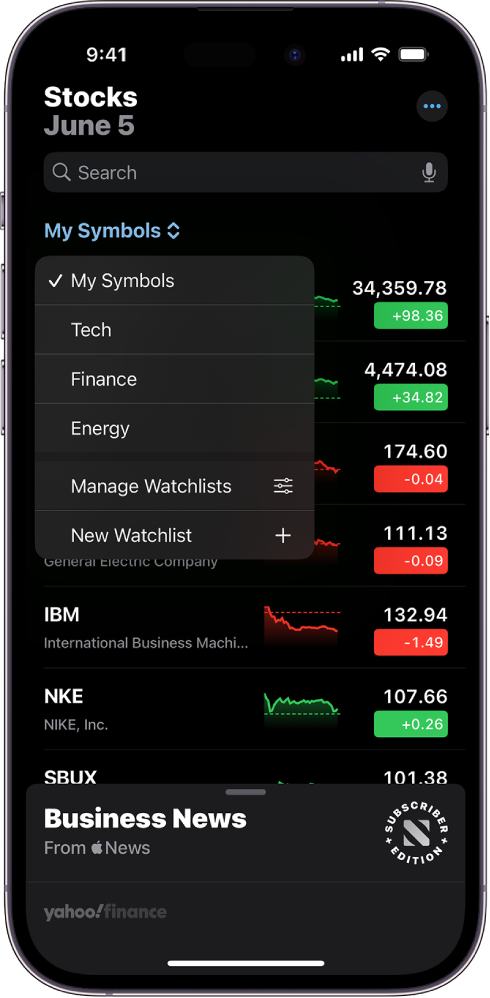 Manage multiple watchlists in Stocks on iPhone - Apple Support (GW)