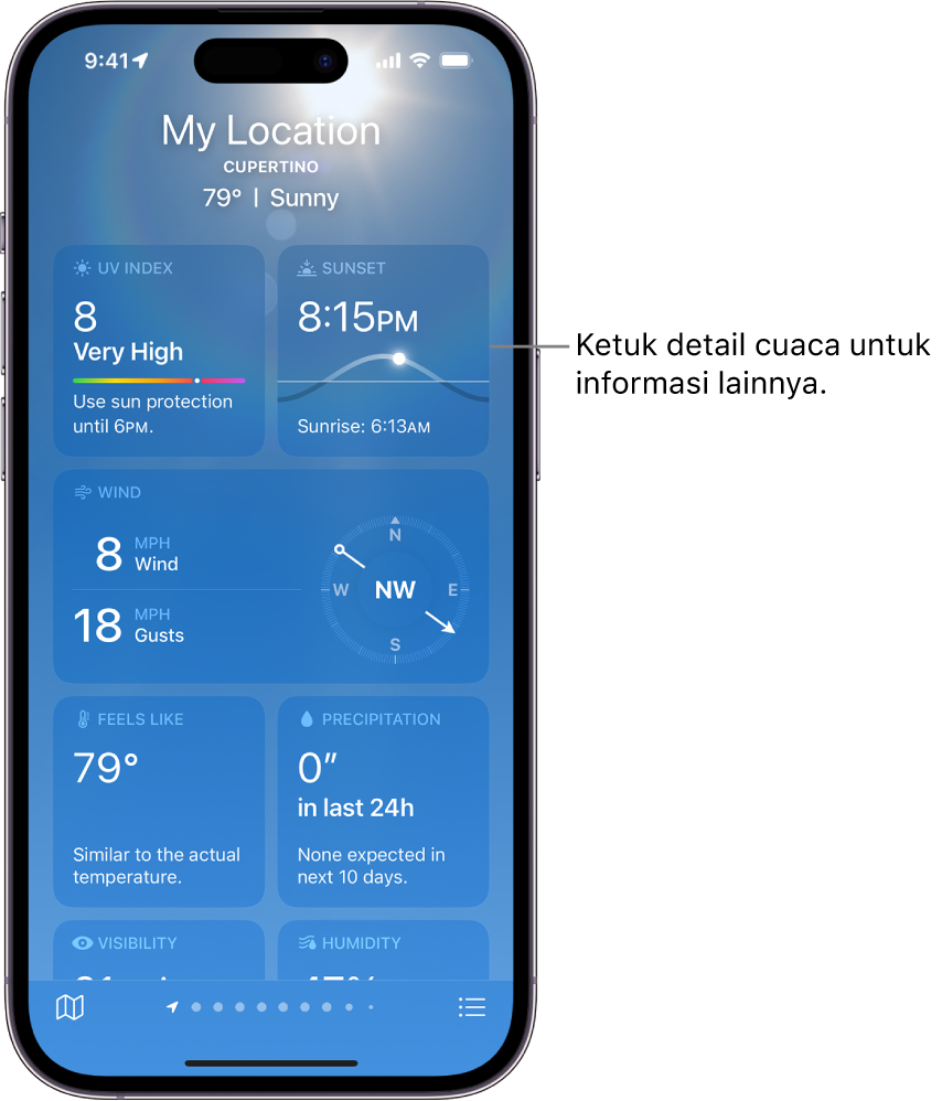 Memeriksa cuaca di iPhone - Apple Support (ID)