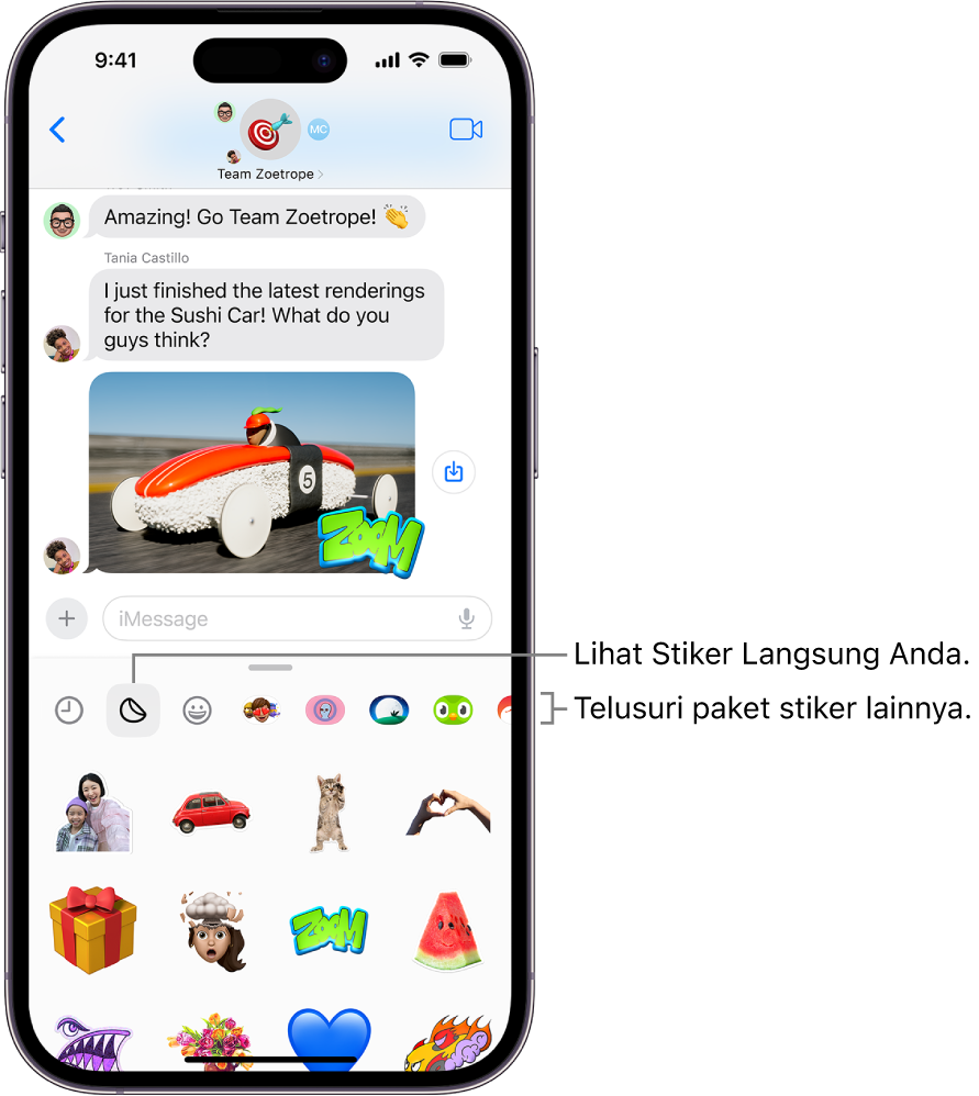 Mengirim stiker di Pesan di iPhone - Apple Support (ID)