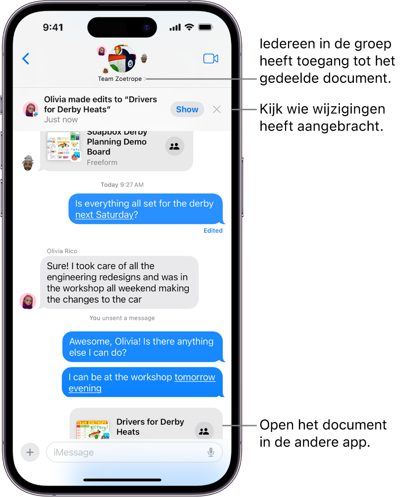 Samenwerken aan projecten in Berichten op de iPhone - Apple Support (NL)