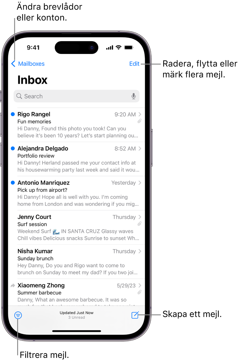Läsa mejl i Mail på iPhone - Apple-support (SE)