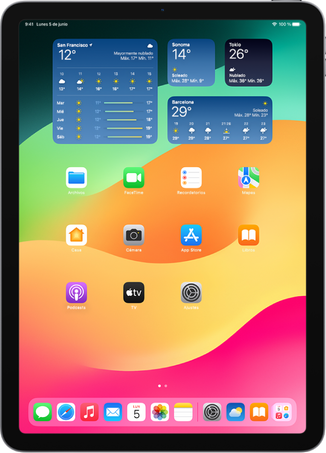 Usar los widgets de Tiempo en el iPad - Soporte técnico de Apple (CO)