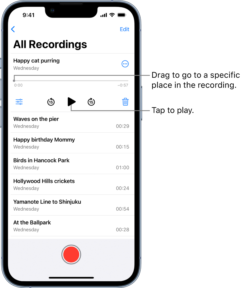 Play a recording in Voice Memos on iPhone - Apple Support