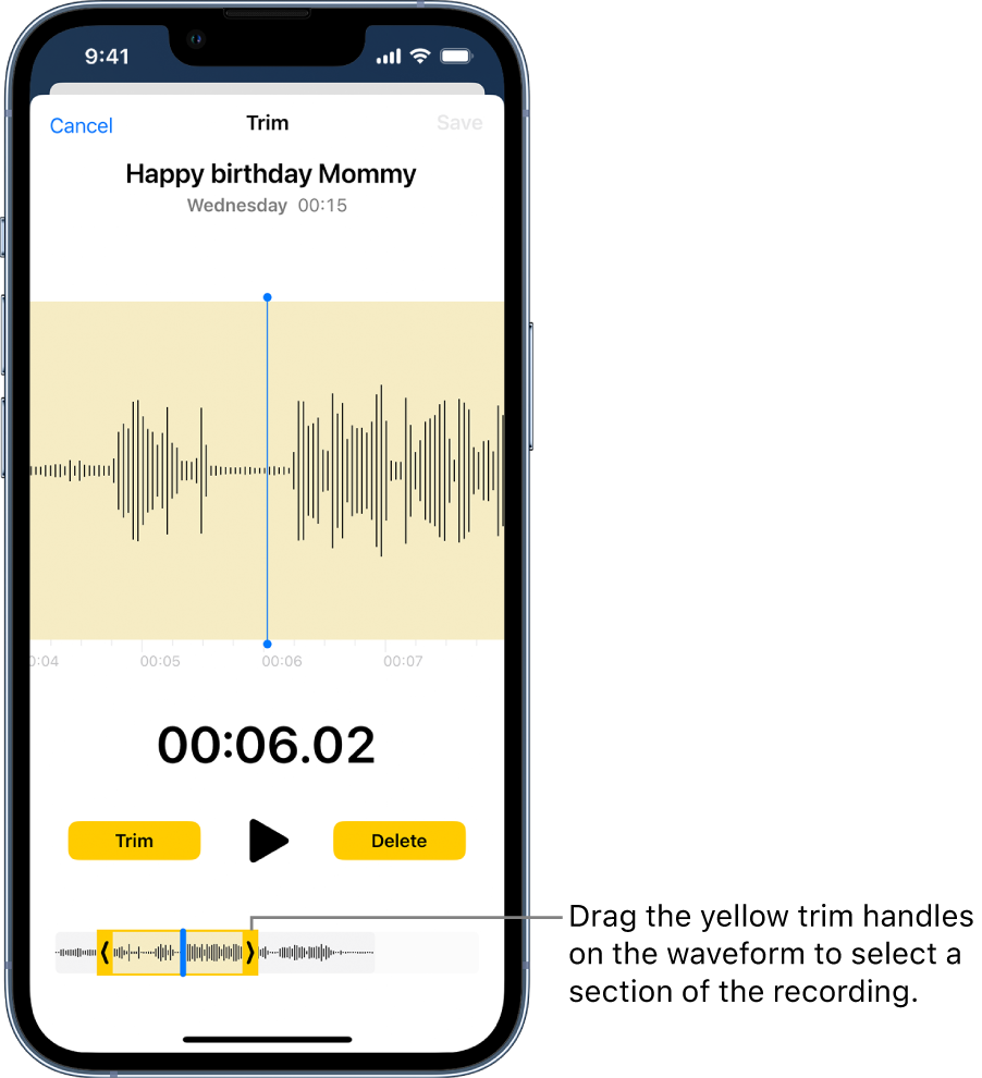 Edit or delete a recording in Voice Memos on iPhone - Apple Support