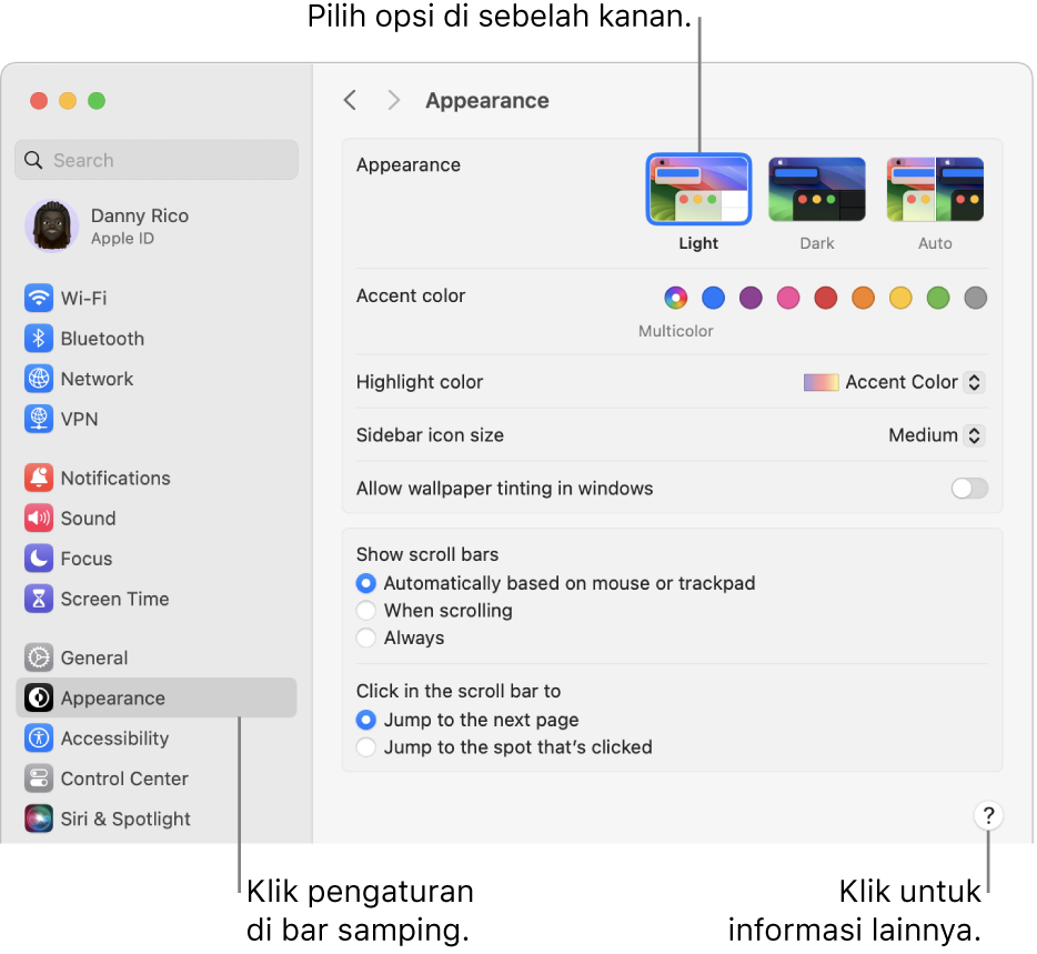 Menyesuaikan Mac Anda dengan Pengaturan Sistem - Apple Support (ID)