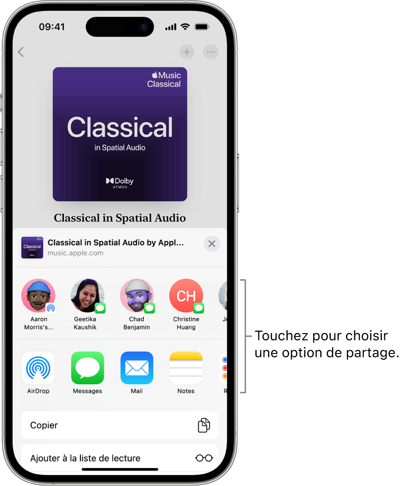 Partager de la musique, des compositeurs et des artistes dans Apple ...