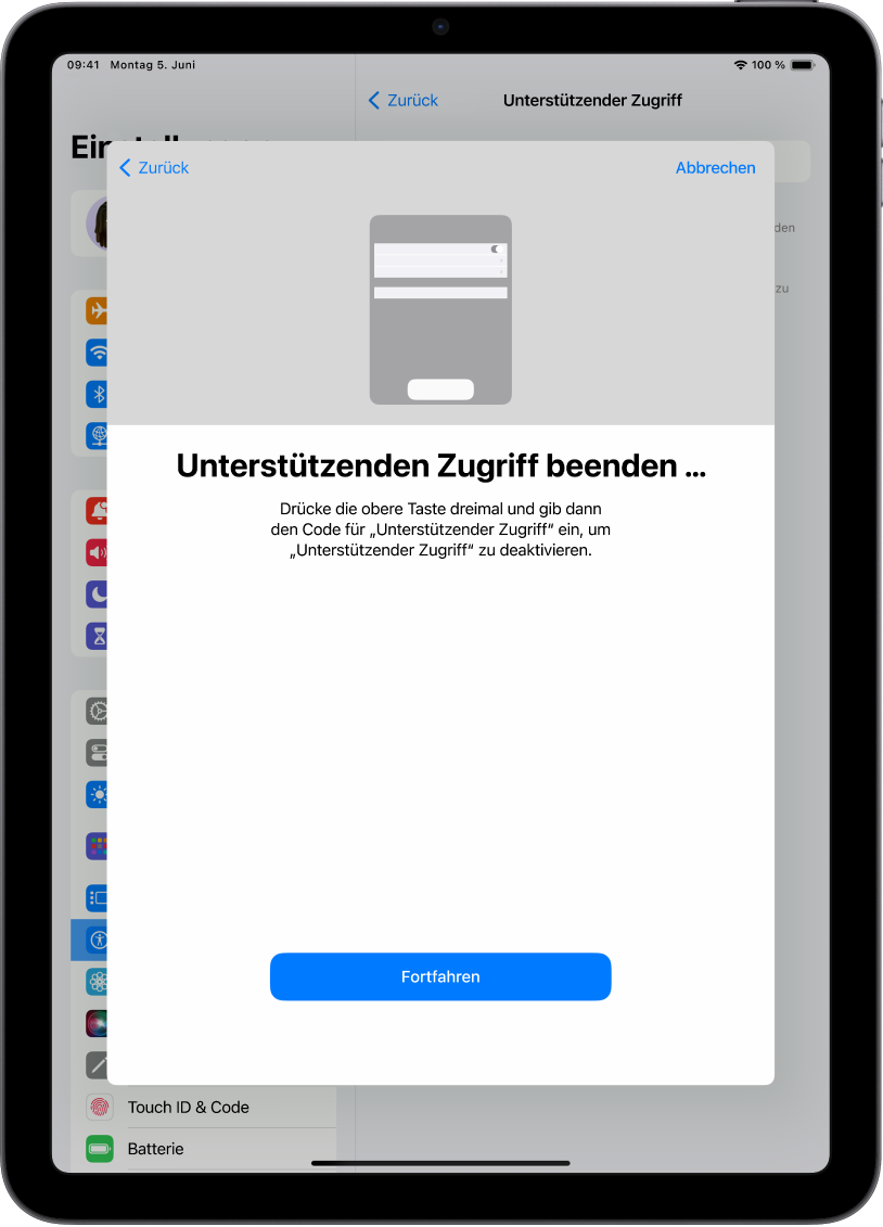 Konfigurieren von „Unterstützender Zugriff“ auf dem iPad - Apple ...