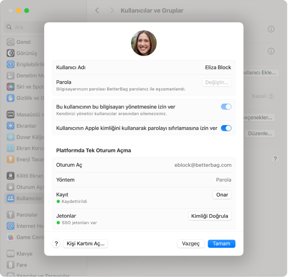 macOS için Platformda Tek Oturum Açma - Apple Destek (TR)