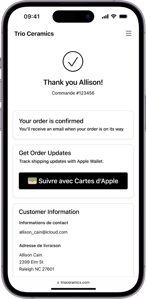 Suivre des commandes dans Cartes sur l’iPhone - Assistance Apple (FR)