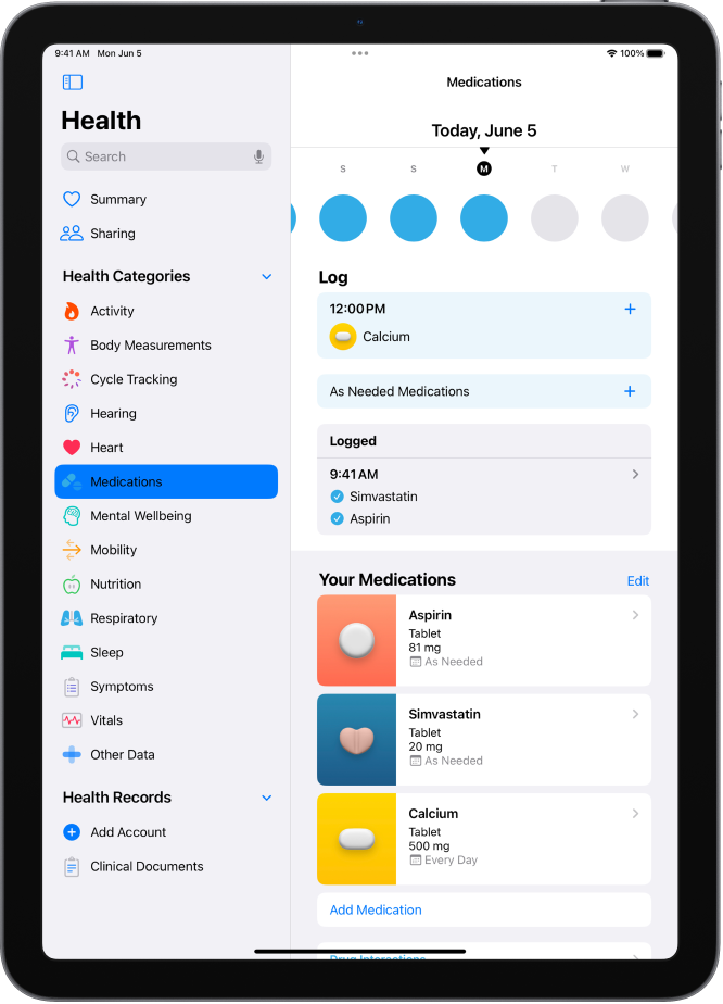 Track your medications in Health on iPad - Apple Support (KG)