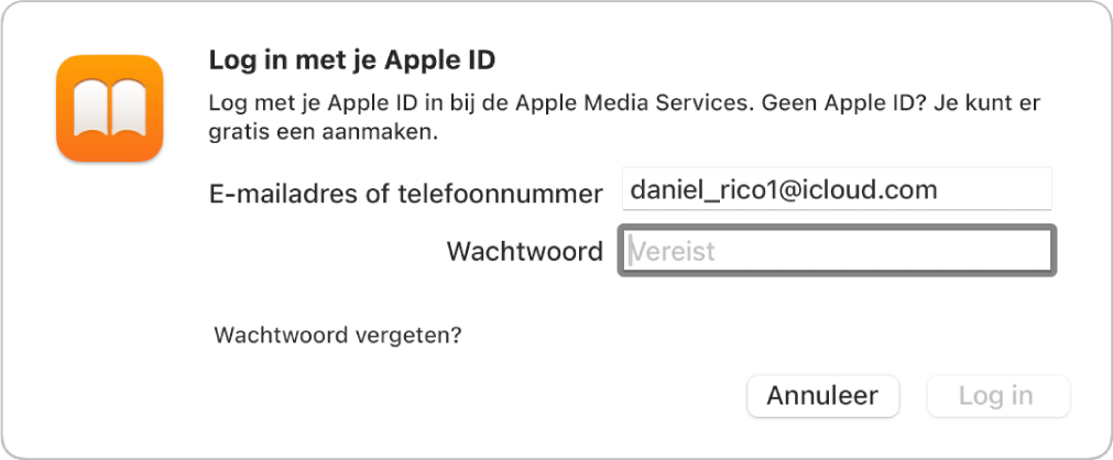 Inloggen bij de Book Store of Audiobook Store in Boeken op de Mac ...