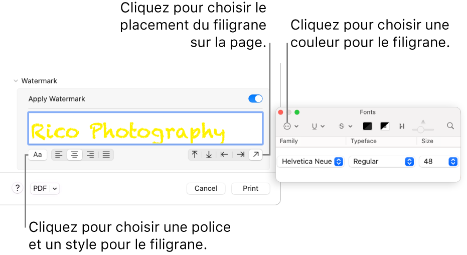 Imprimer des pages ou des images avec un filigrane sur Mac - Assistance ...