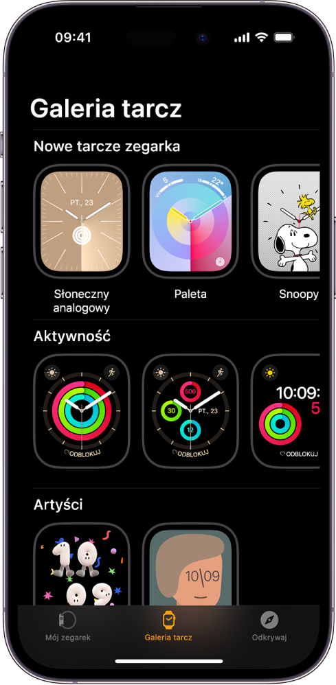 Przeglądanie galerii tarcz na Apple Watch - Wsparcie Apple (PL)