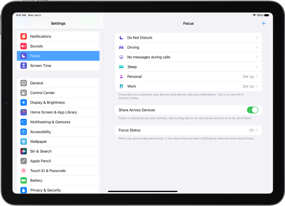 Set up a Focus on iPad - Apple Support