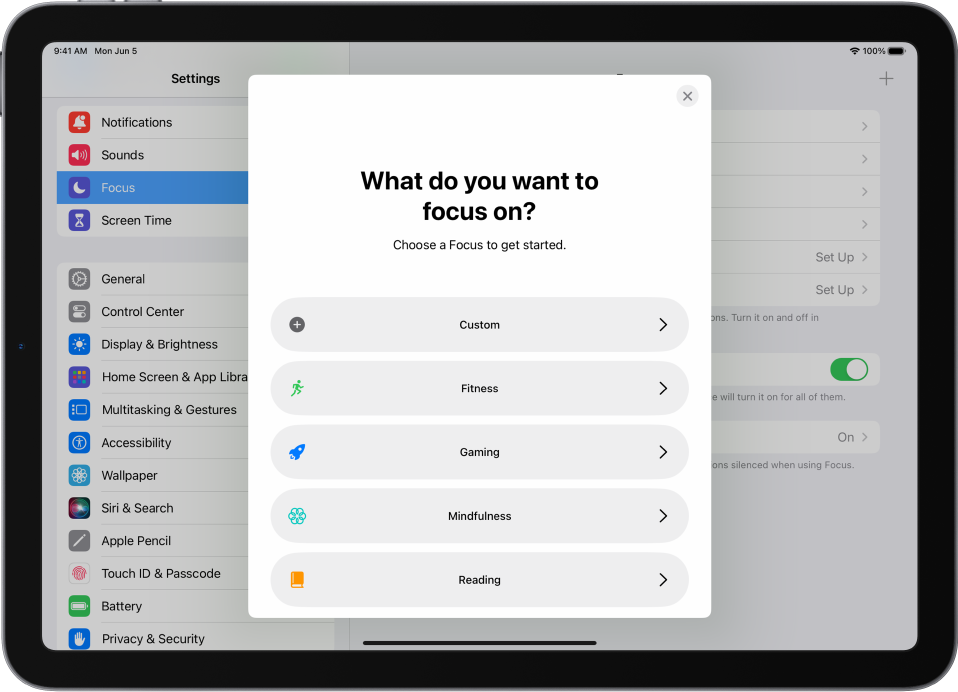 Set up a Focus on iPad - Apple Support