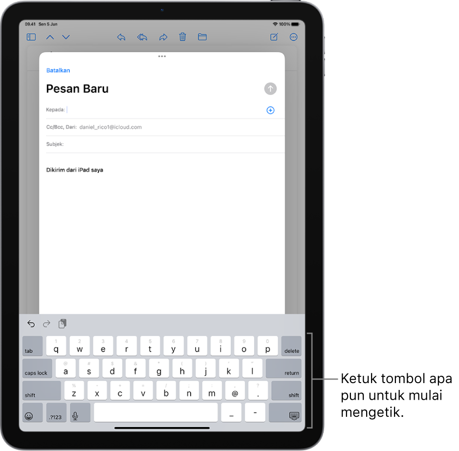 Mengetik dengan papan ketik pada layar di iPad - Apple Support (ID)