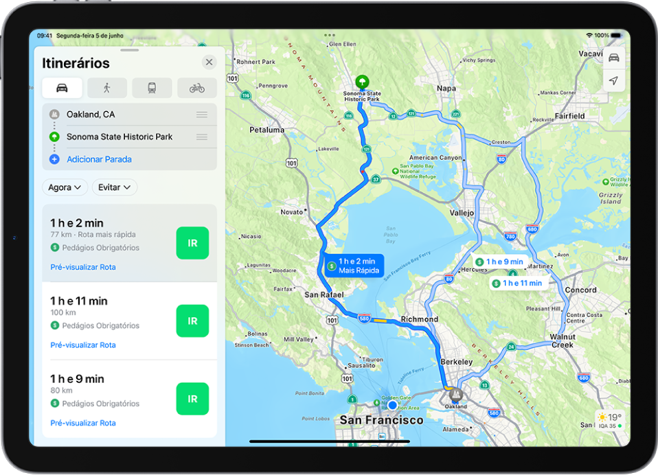Obtenha itinerários de carro no app Mapas do iPad - Suporte da Apple (BR)