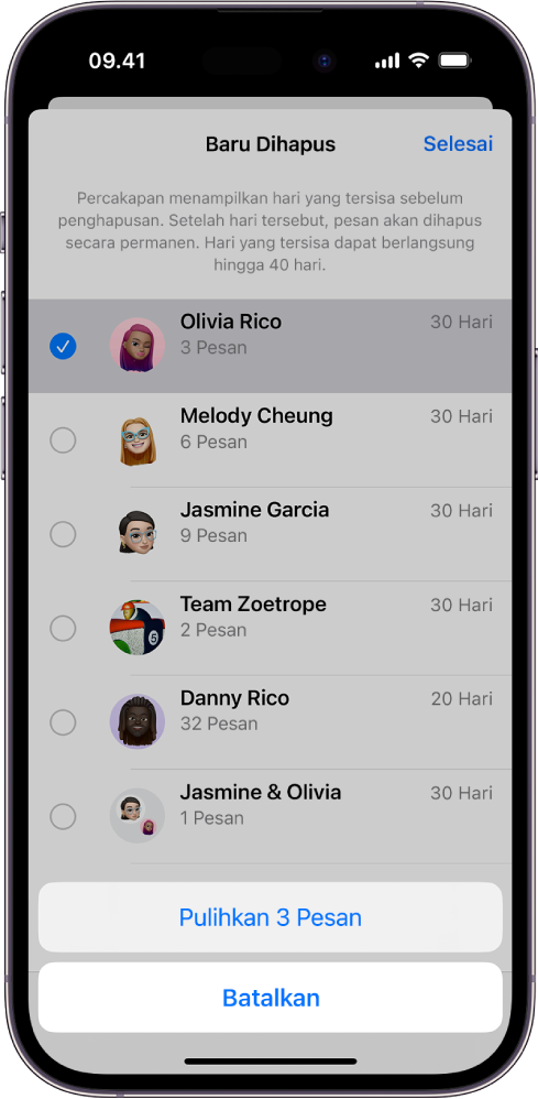 Memulihkan pesan yang dihapus di iPhone - Apple Support (ID)