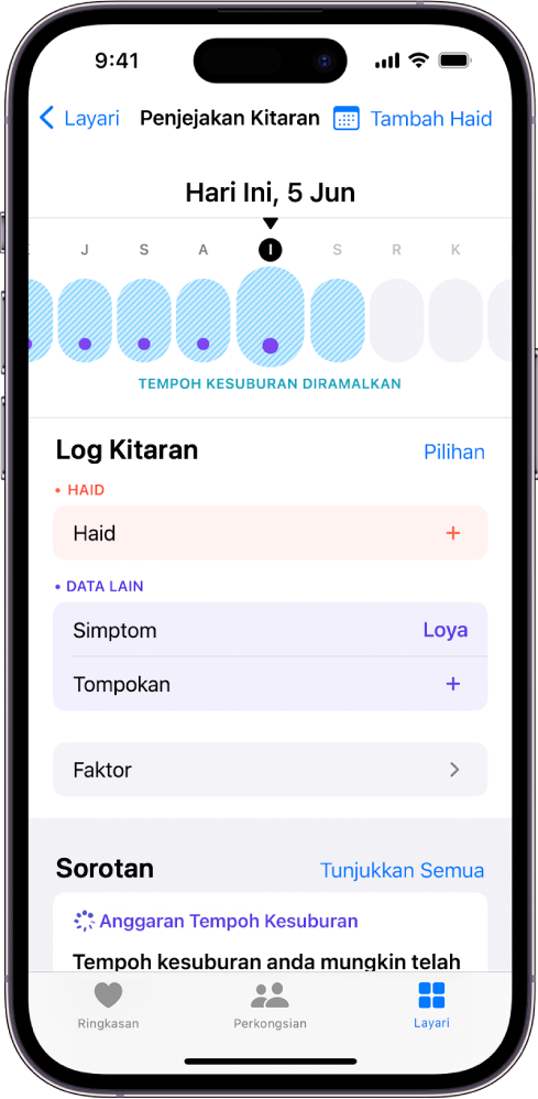 Lihat ramalan dan sejarah kitaran haid dalam Kesihatan pada iPhone ...