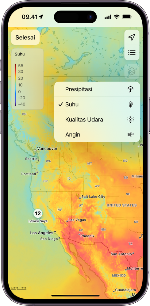 Melihat peta cuaca di iPhone - Apple Support (ID)