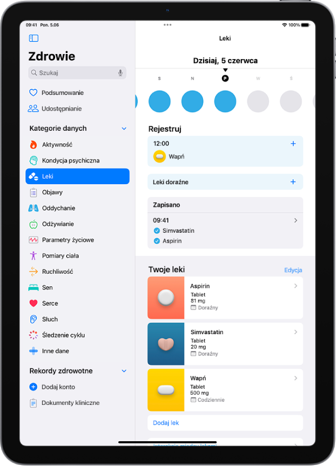 Pierwsze kroki w aplikacji Zdrowie na iPadzie - Wsparcie Apple (PL)