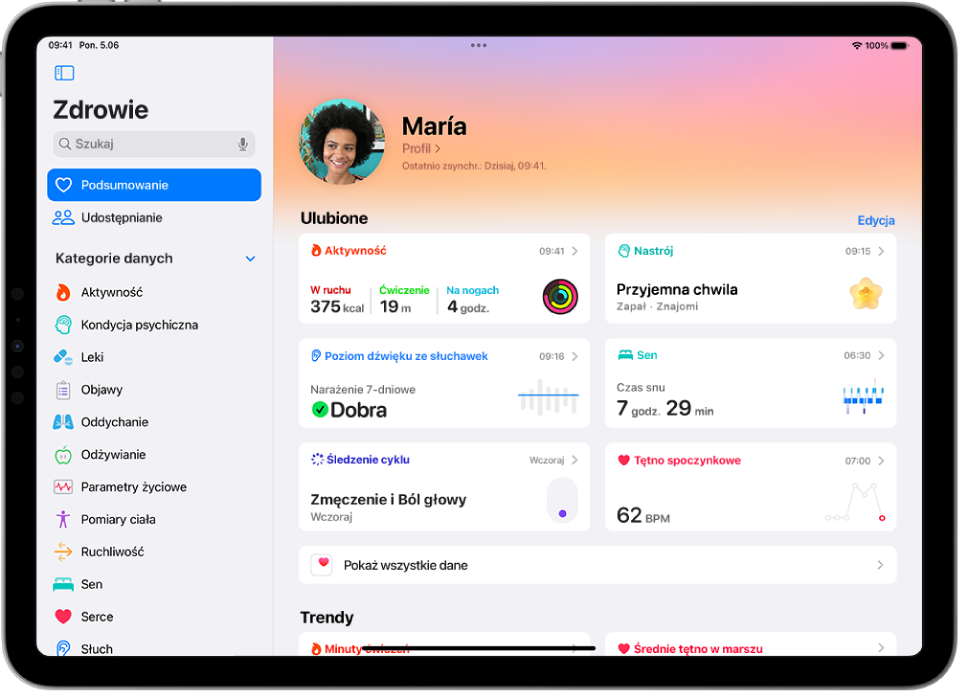 Pierwsze kroki w aplikacji Zdrowie na iPadzie - Wsparcie Apple (PL)