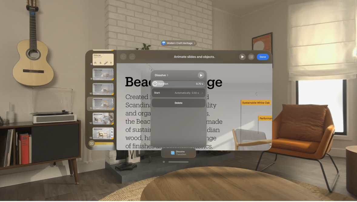 Animate objects onto and off a slide in Keynote on Apple Vision Pro ...