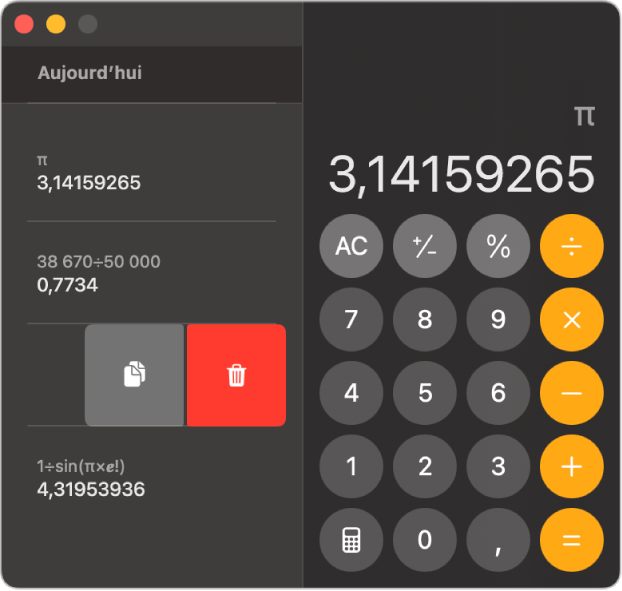 Afficher les calculs précédents dans Calculatrice sur Mac – Assistance ...