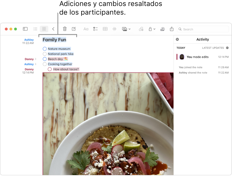 Colaborar con notas y carpetas compartidas en la app Notas del Mac ...