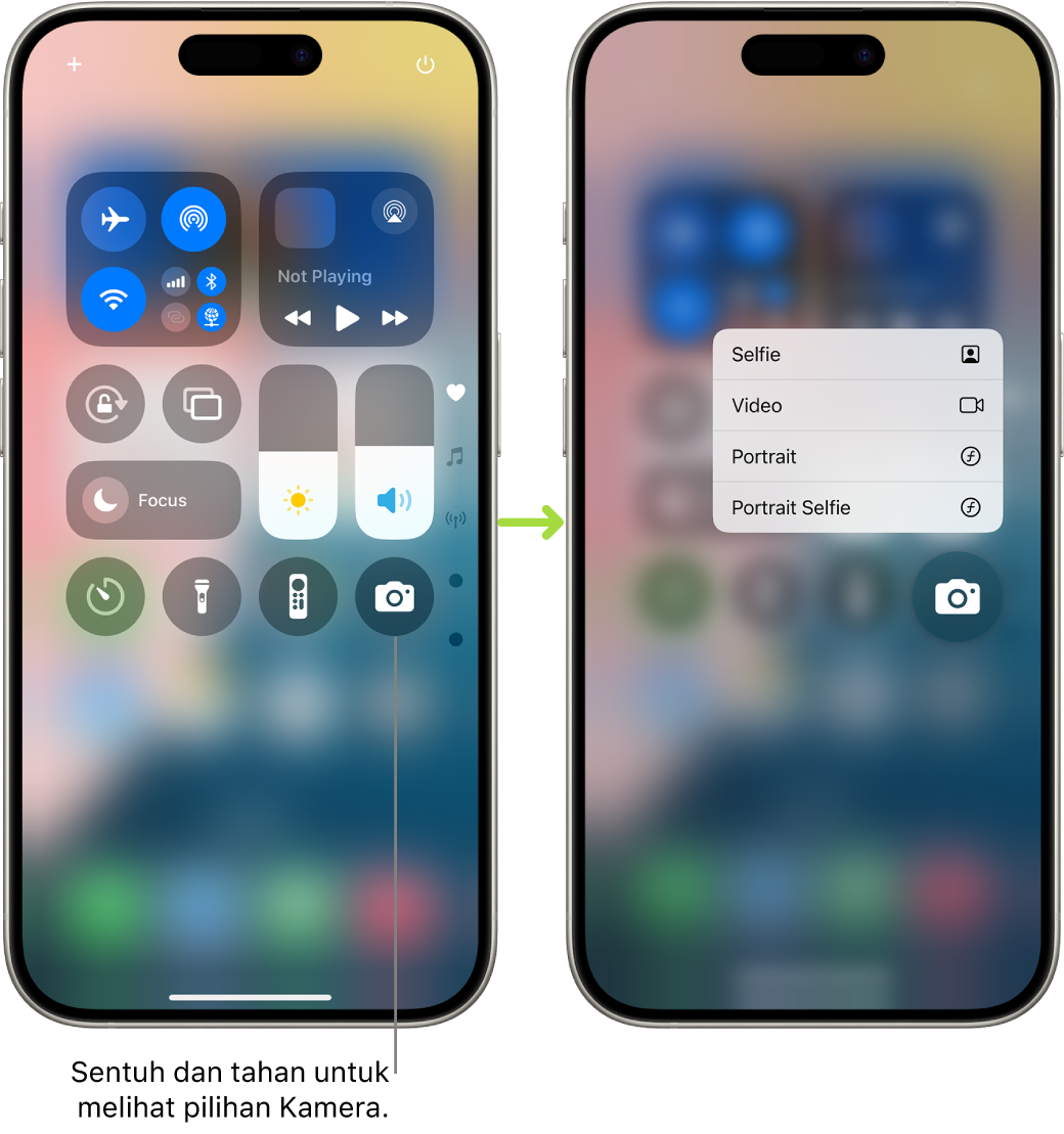 Menggunakan dan menyesuaikan Pusat Kontrol di iPhone - Apple Support (ID)