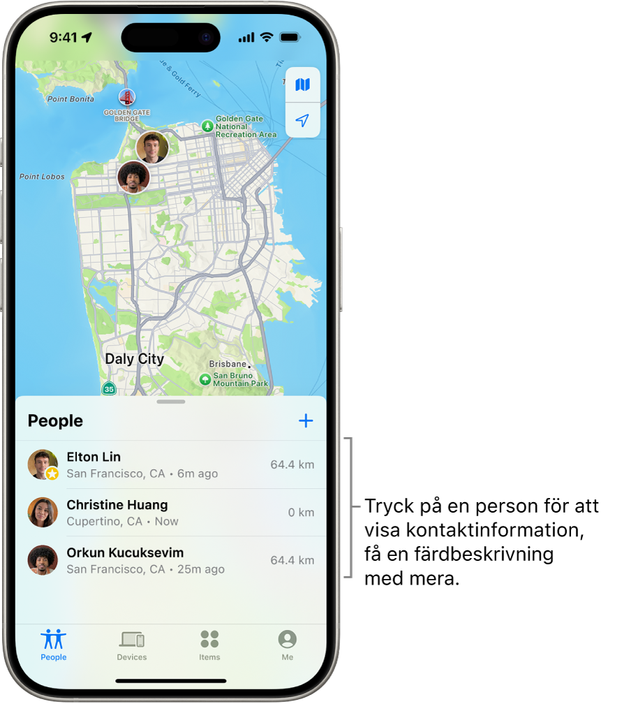 Hitta en vän i Hitta på iPhone - Apple-support (SE)