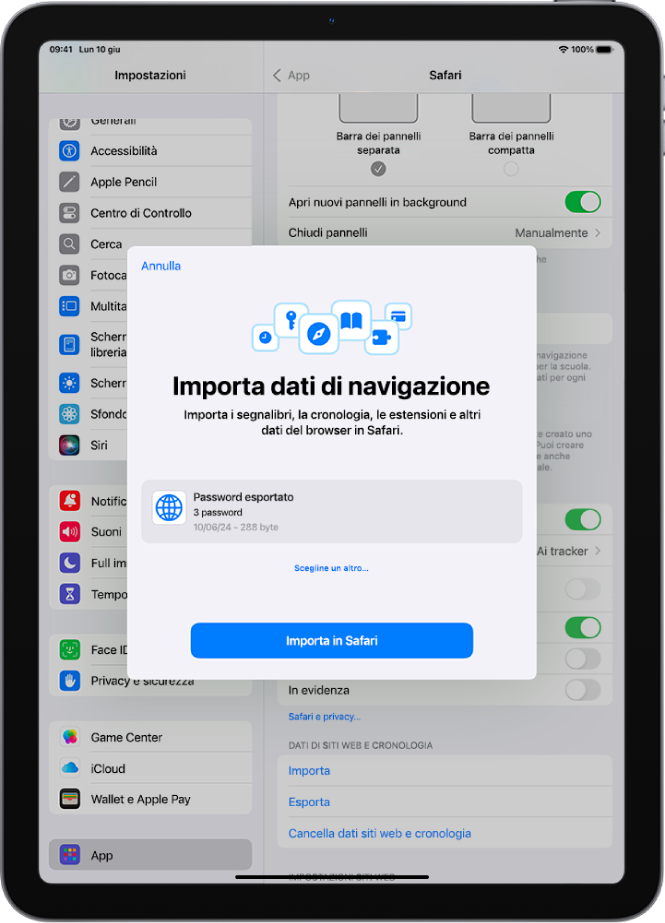 Importare le password da un altro gestore di password nell’app Password ...