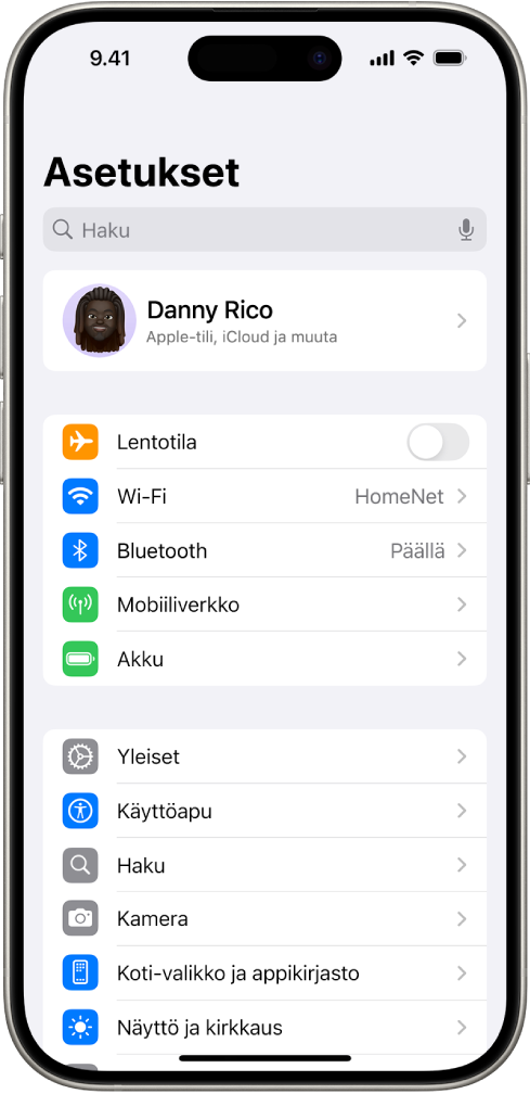 Asetusten löytäminen iPhonessa - Apple-tuki (FI)