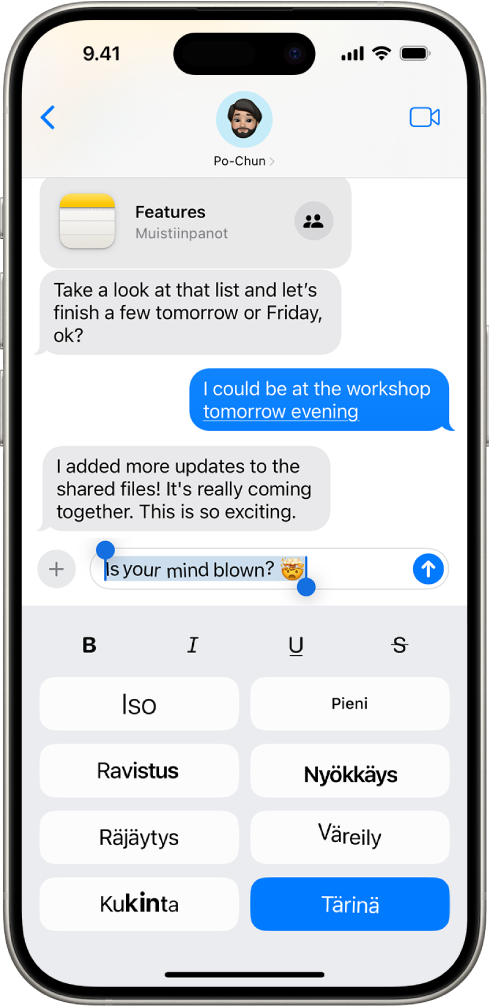 Viestien muotoileminen ja animoiminen iPhonella - Apple-tuki (FI)