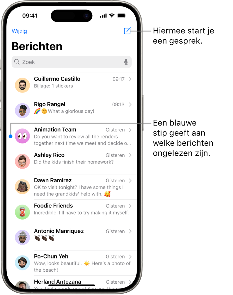 Berichten versturen en beantwoorden op de iPhone - Apple Support (NL)