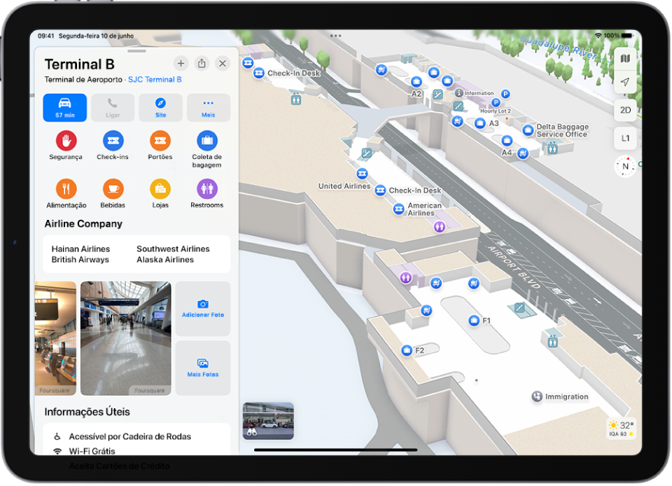 Explore aeroportos ou shoppings no app Mapas do iPad - Suporte da Apple ...
