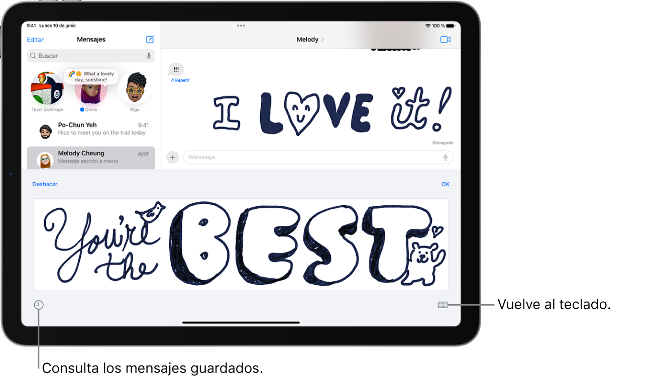 Dibujar y escribir texto a mano en los mensajes en el iPad - Soporte ...