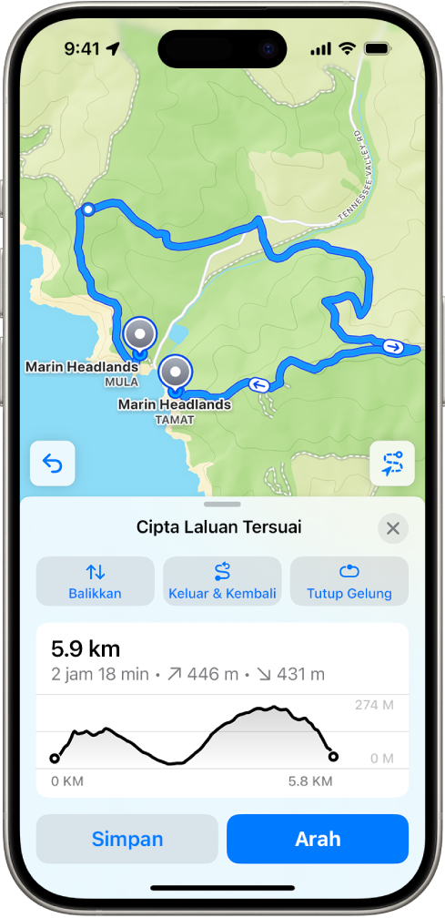 Simpan perjalanan atau pendakian dalam Peta pada iPhone - Sokongan ...